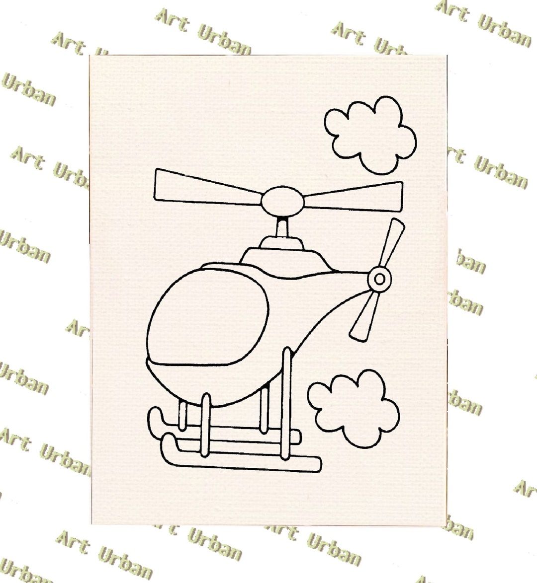 Helicopter Pt 1 Pre Sketched Canvas, Kids Painting, Kids Painting ...