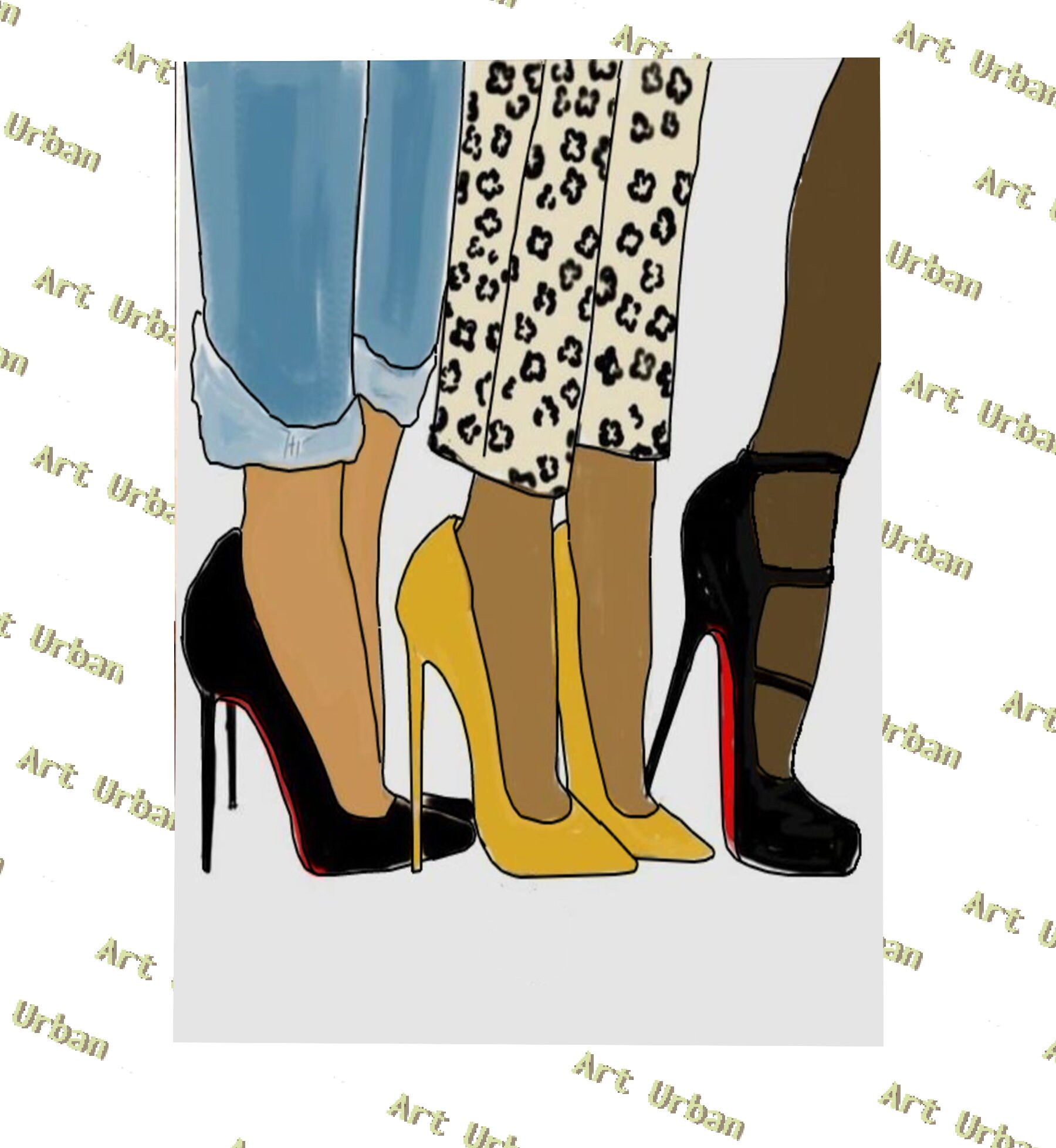 Heels Pt 3 Pre Sketched Canvas Pre Drawn Canvas for | Etsy