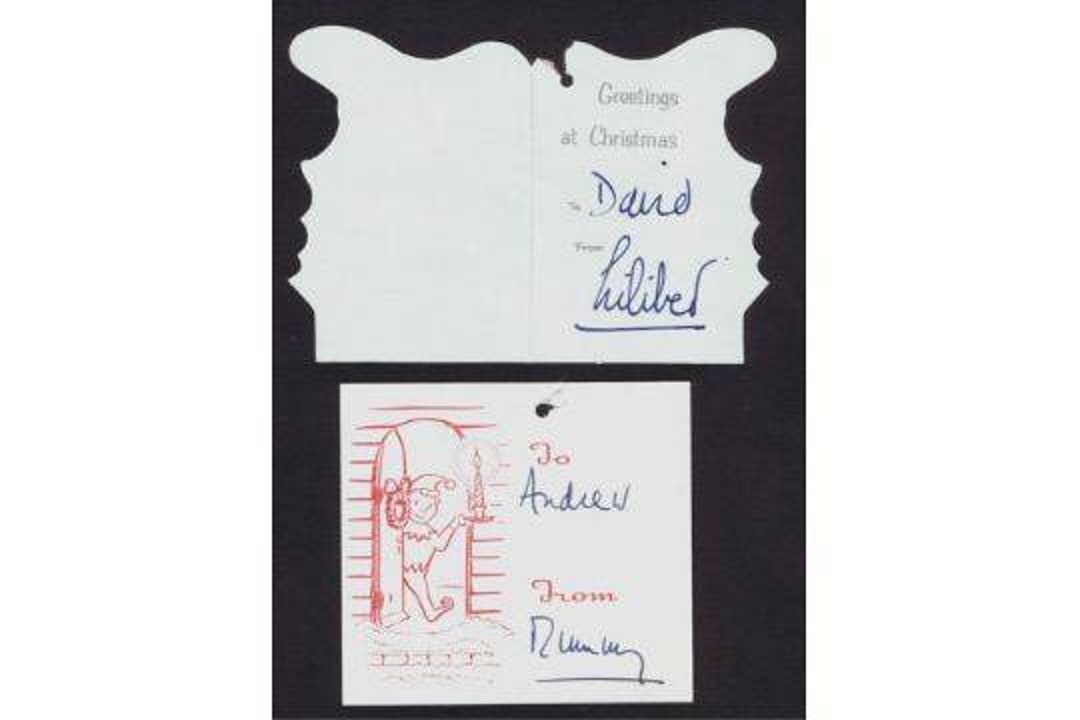 Royalty Queen Elizabeth II Hand Signed Gift Tags to Andrew Her Second ...