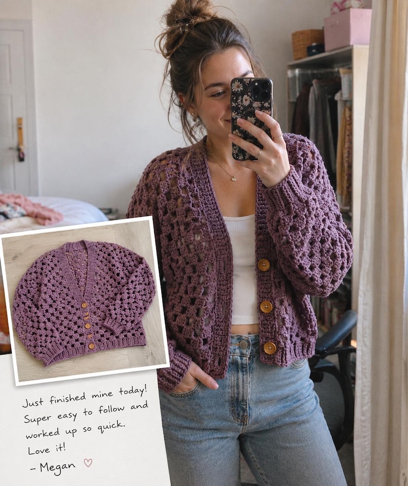 CLAIRE Easy Granny Stitch Cardigan PDF · Chunky Beginner Sweater - Etsy ...