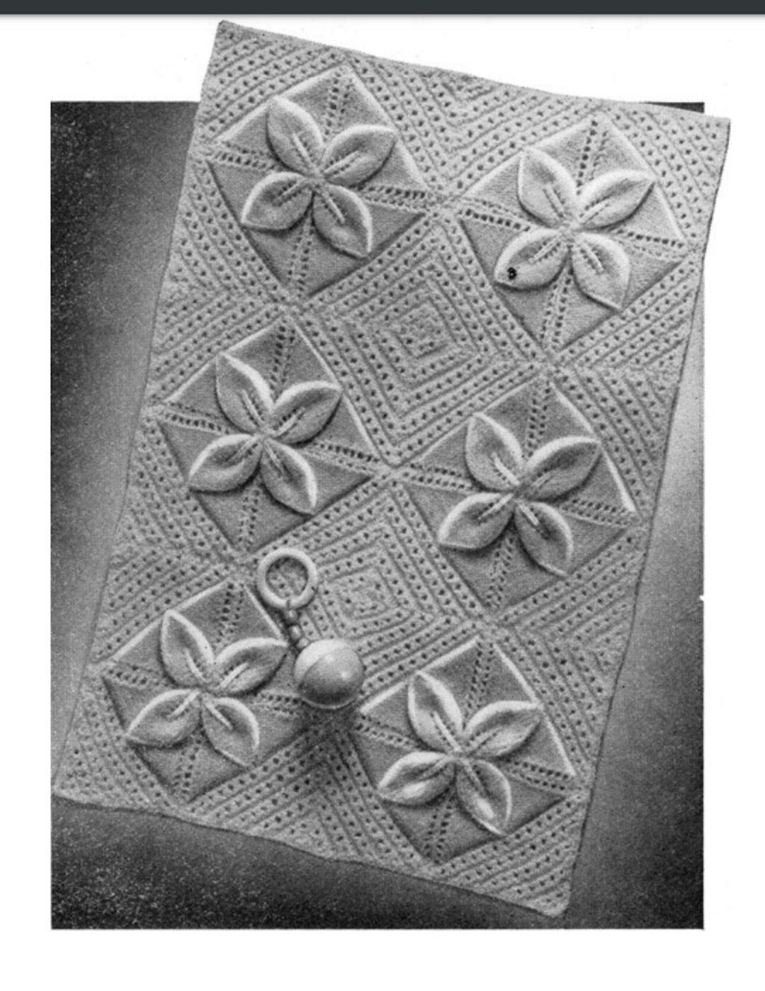 Vintage Leaf Pram Baby Blanket Counterpane Knitting Pattern - Etsy ...