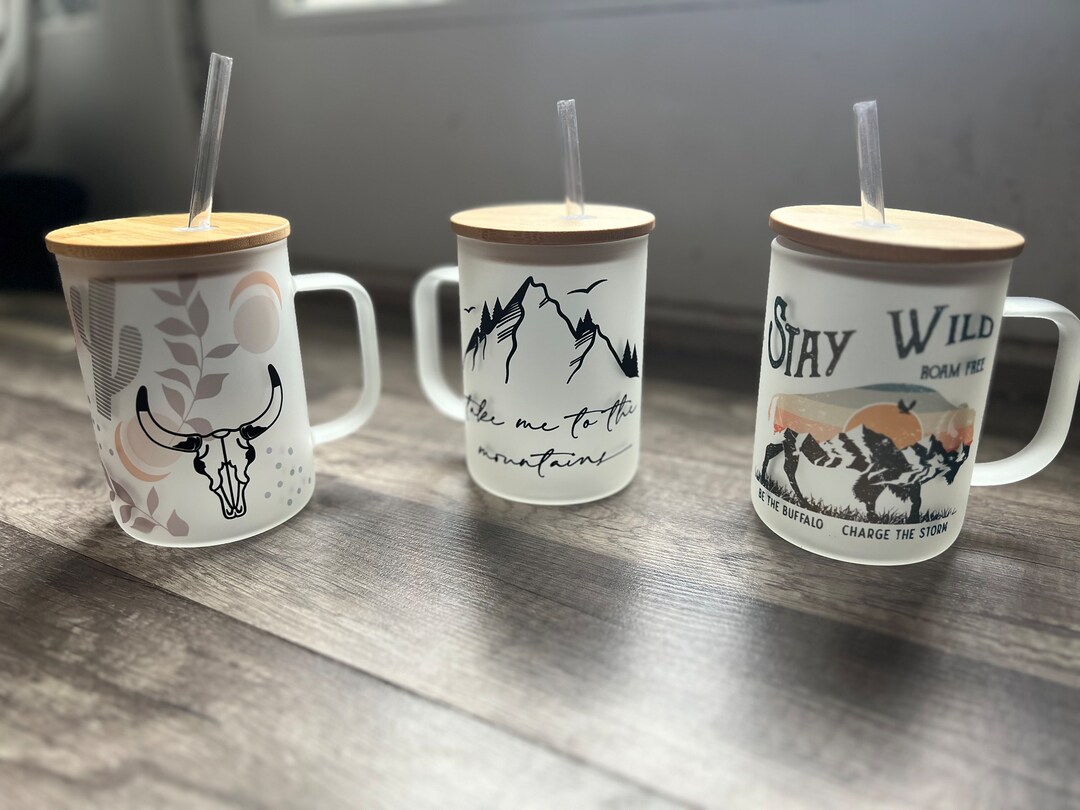 Western Mugs With Handles and Lid With Straw - Etsy