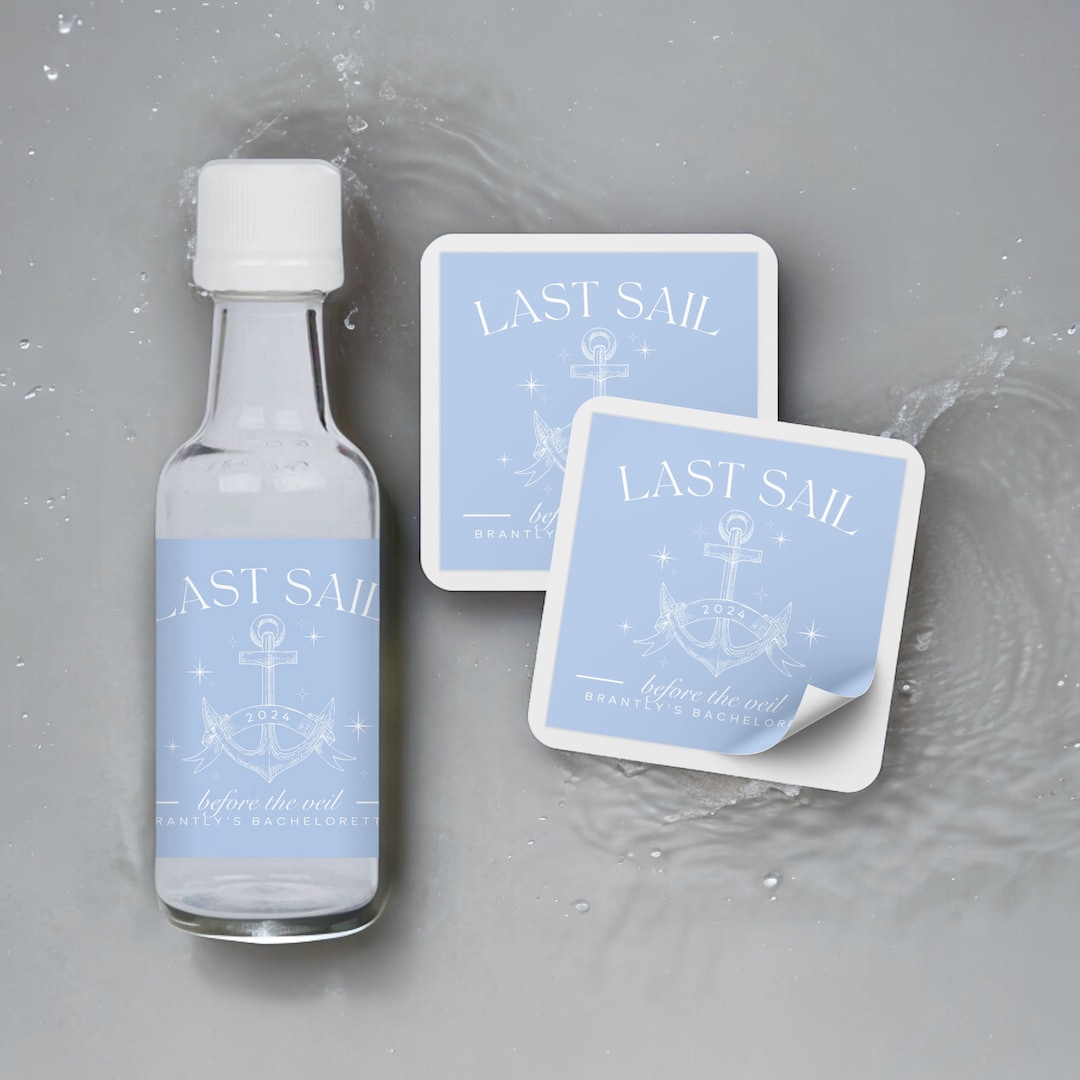Last Sail Before the Veil Bachelorette Mini Liquor Bottle Labels ...