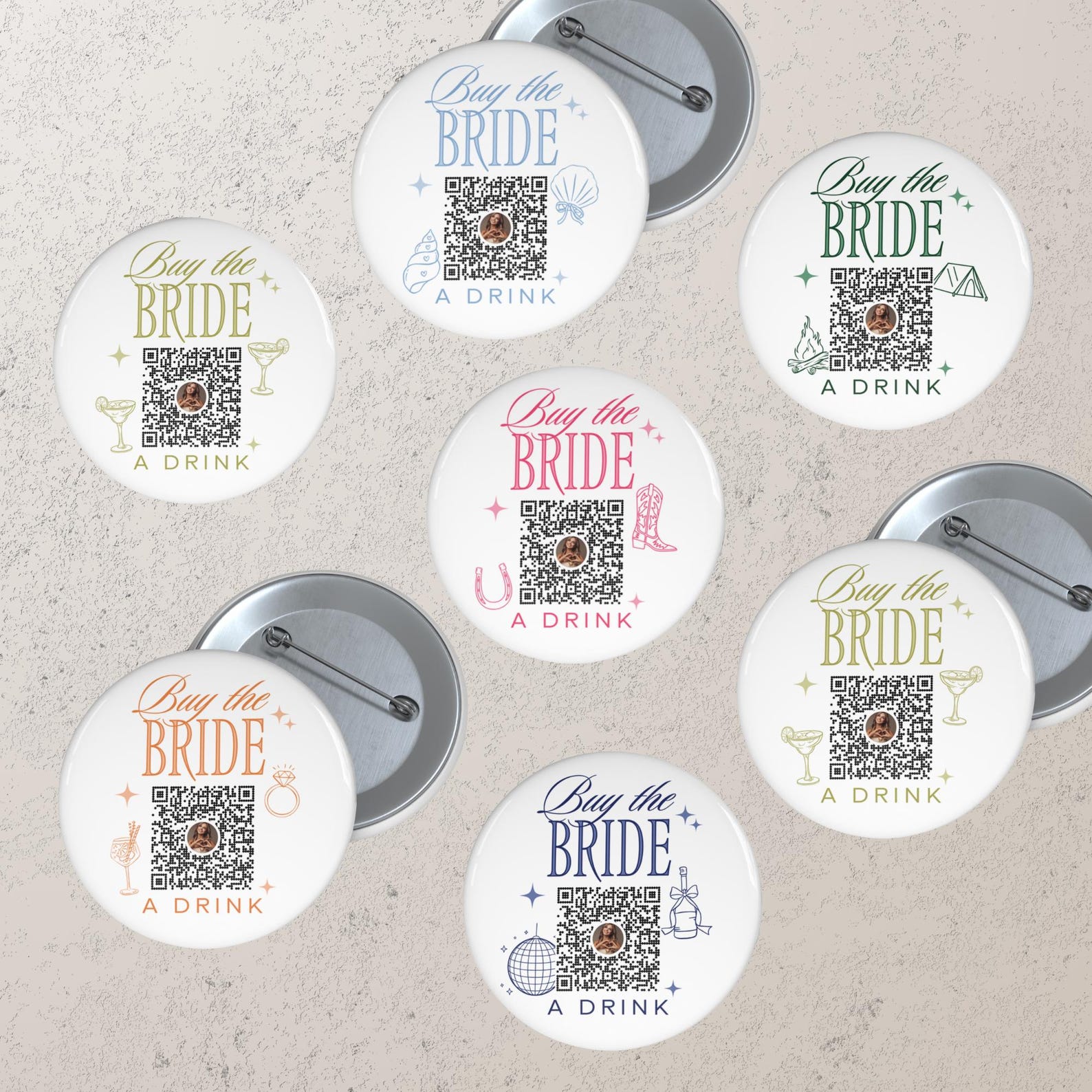 Buy the Bride a Drink QR Code Buttons | Buy the Bride a Drink Venmo ...