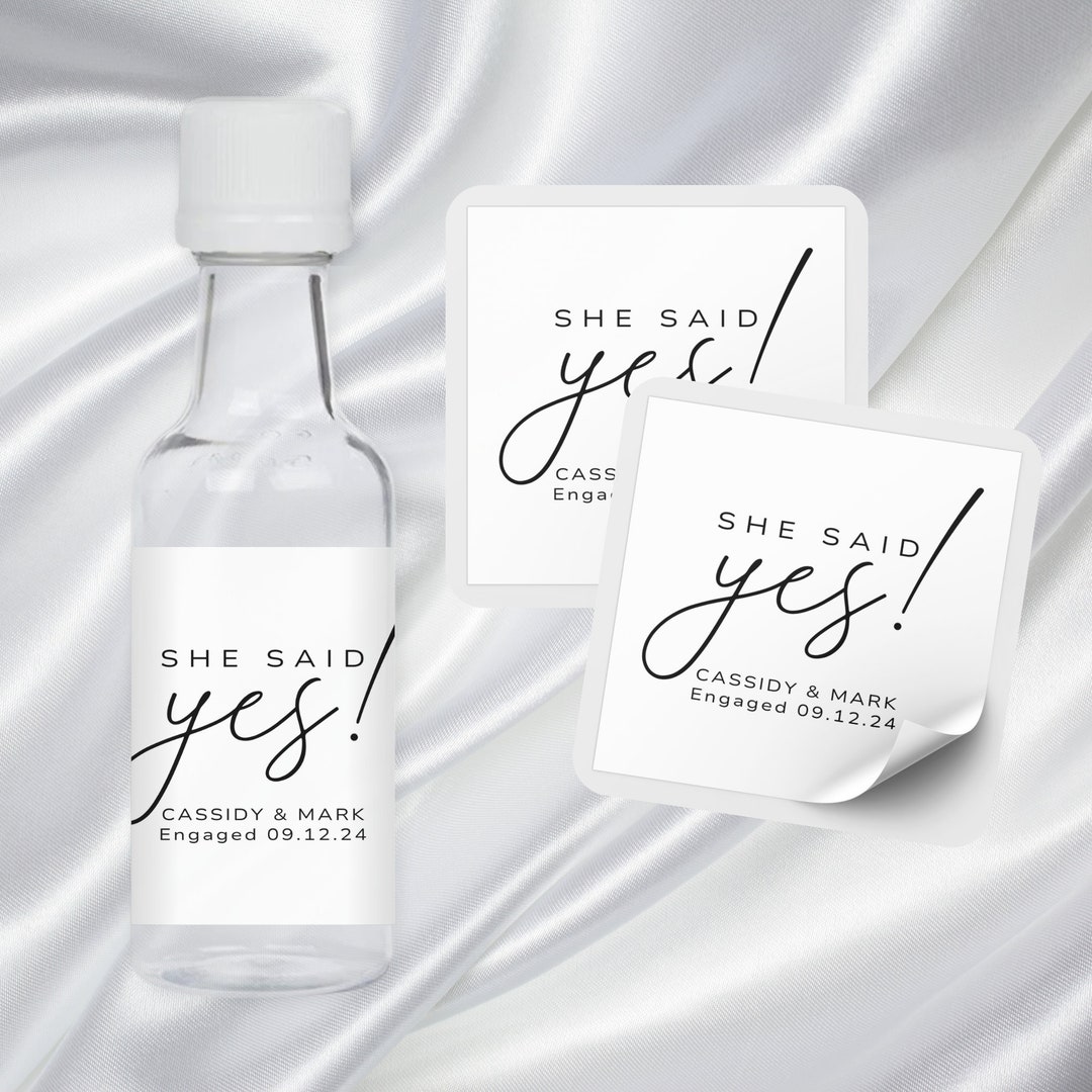 She Said Yes Engagement Alcohol Shooter Labels | Engagement Party ...