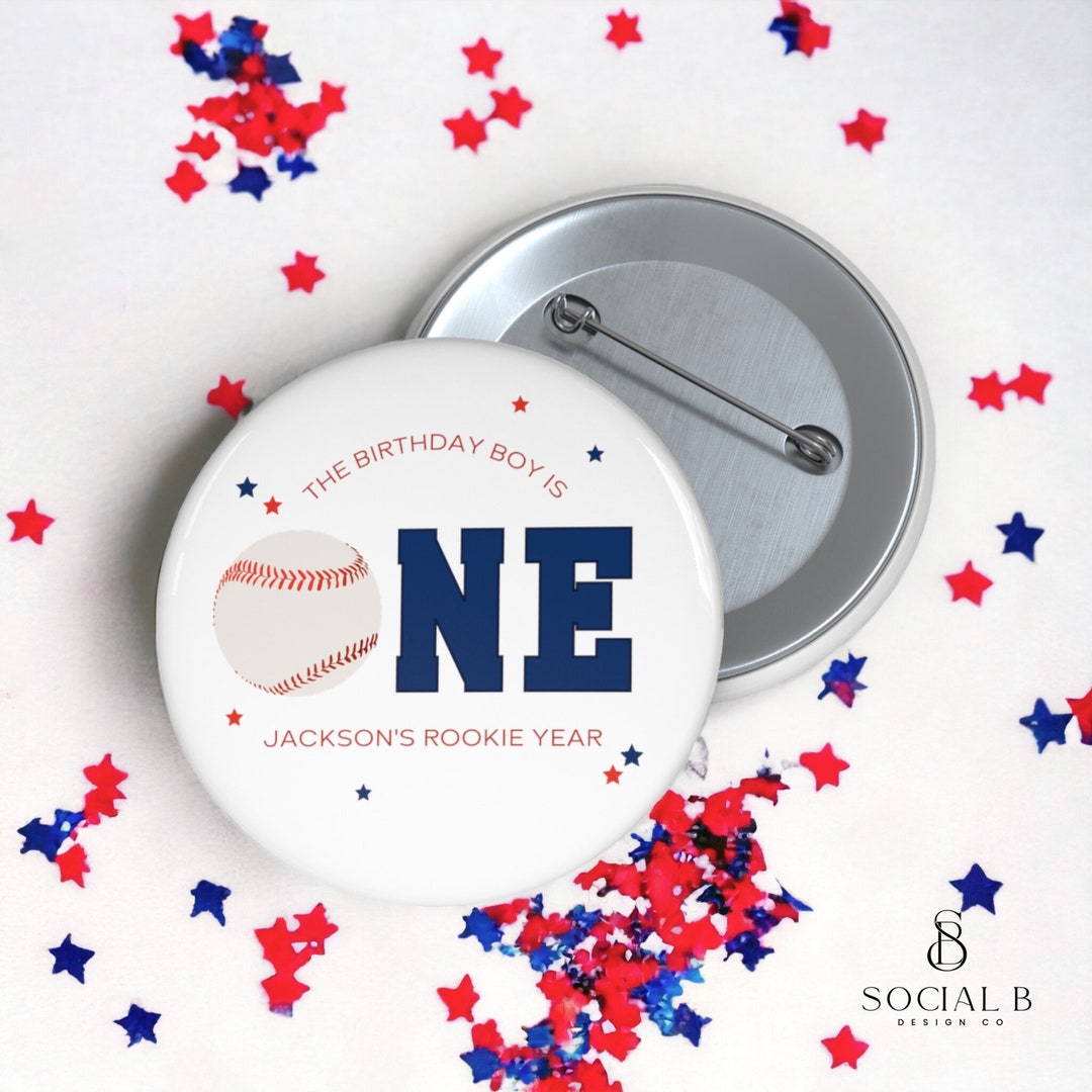 Baseball 1st Birthday Party Buttons Baseball Birthday Decorations ...