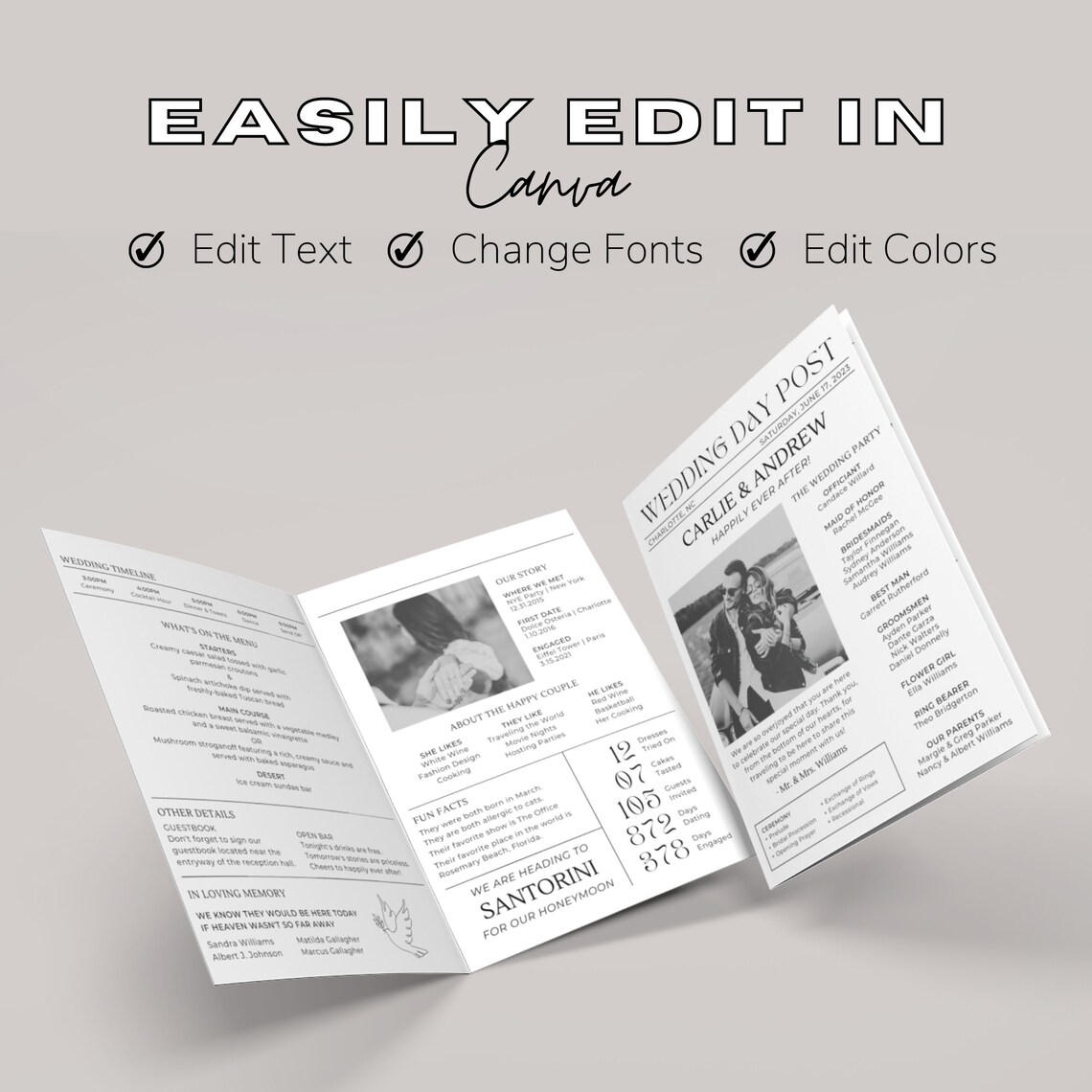 Folded Newspaper Wedding Program Template | Wedding Program Template ...