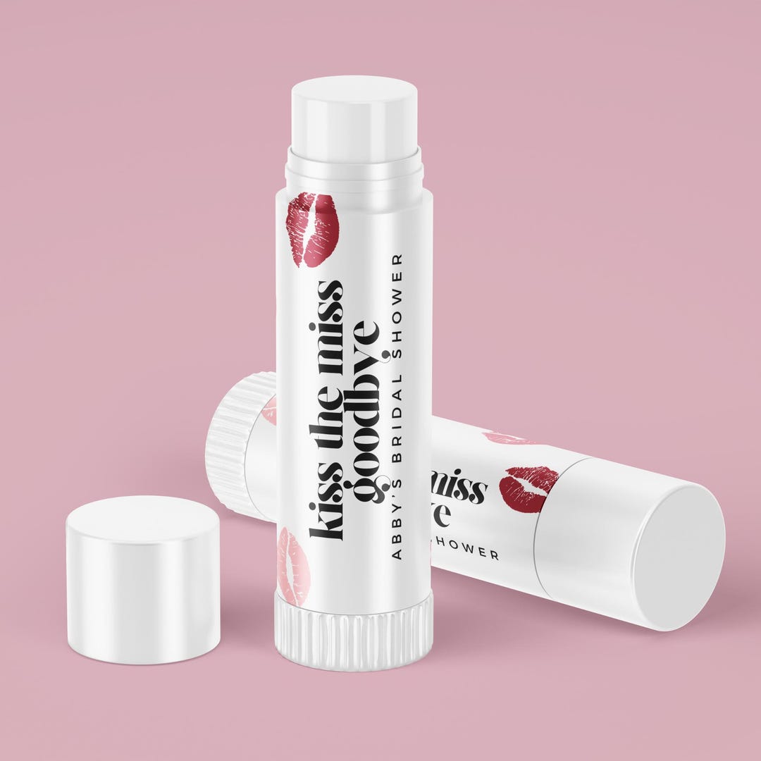 Kiss the Miss Goodbye Bachelorette Lip Balm | Cupid Bachelorette Favors ...