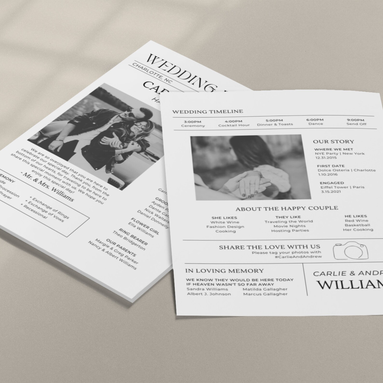 Newspaper Wedding Program Template Wedding Program Template - Etsy