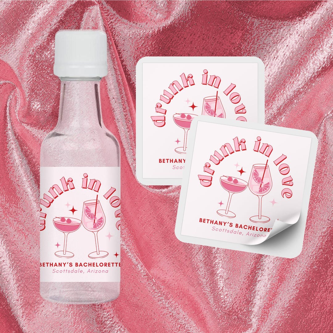 Drunk in Love Mini Shot Labels | Drunk in Love Bachelorette Favors ...