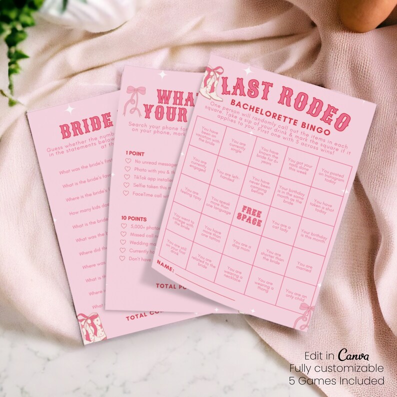 Last Rodeo Bachelorette Party Games Pink Cowgirl Bachelorette Party ...
