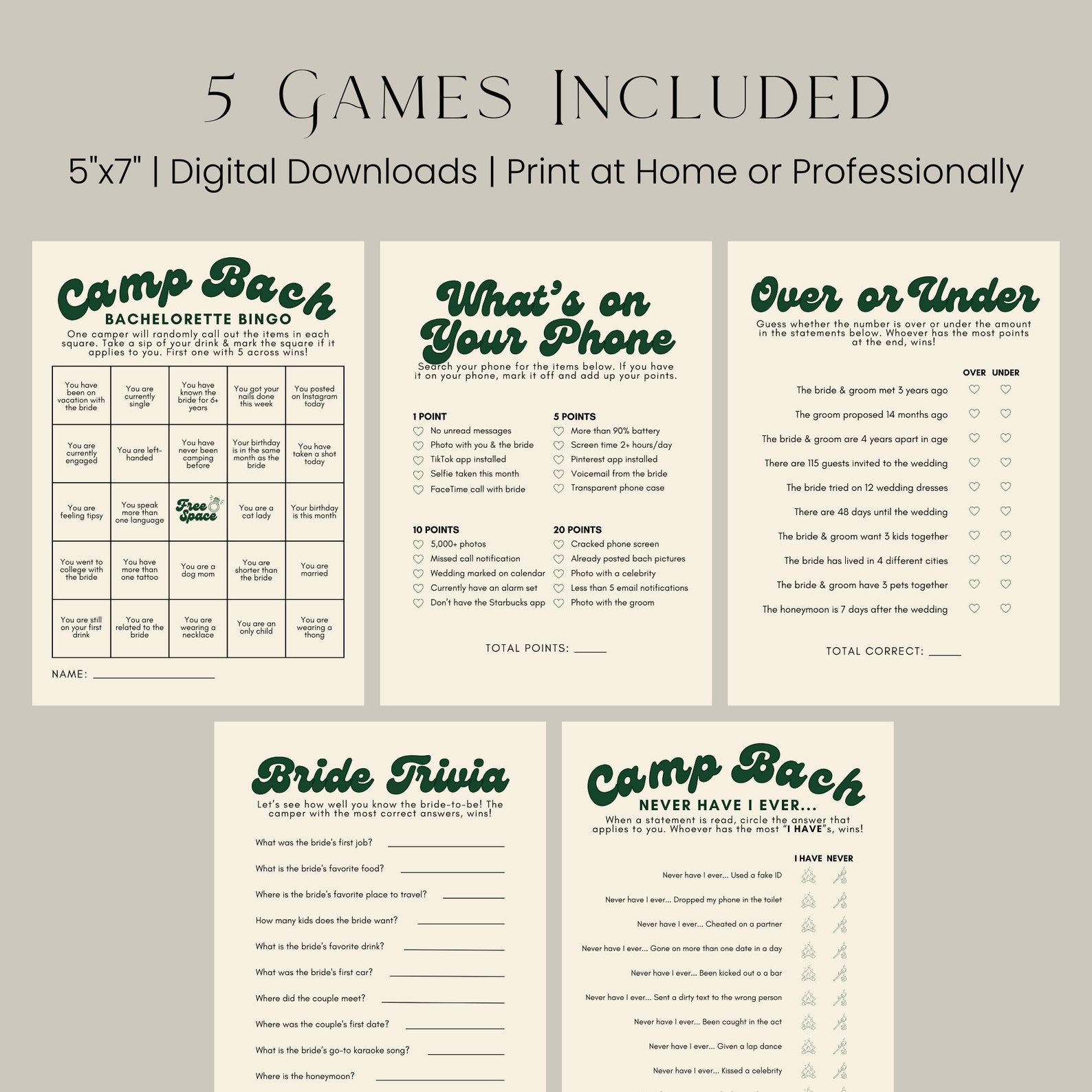 Camp Bach Bachelorette Party Games Cabin Bachelorette Party Games Games ...
