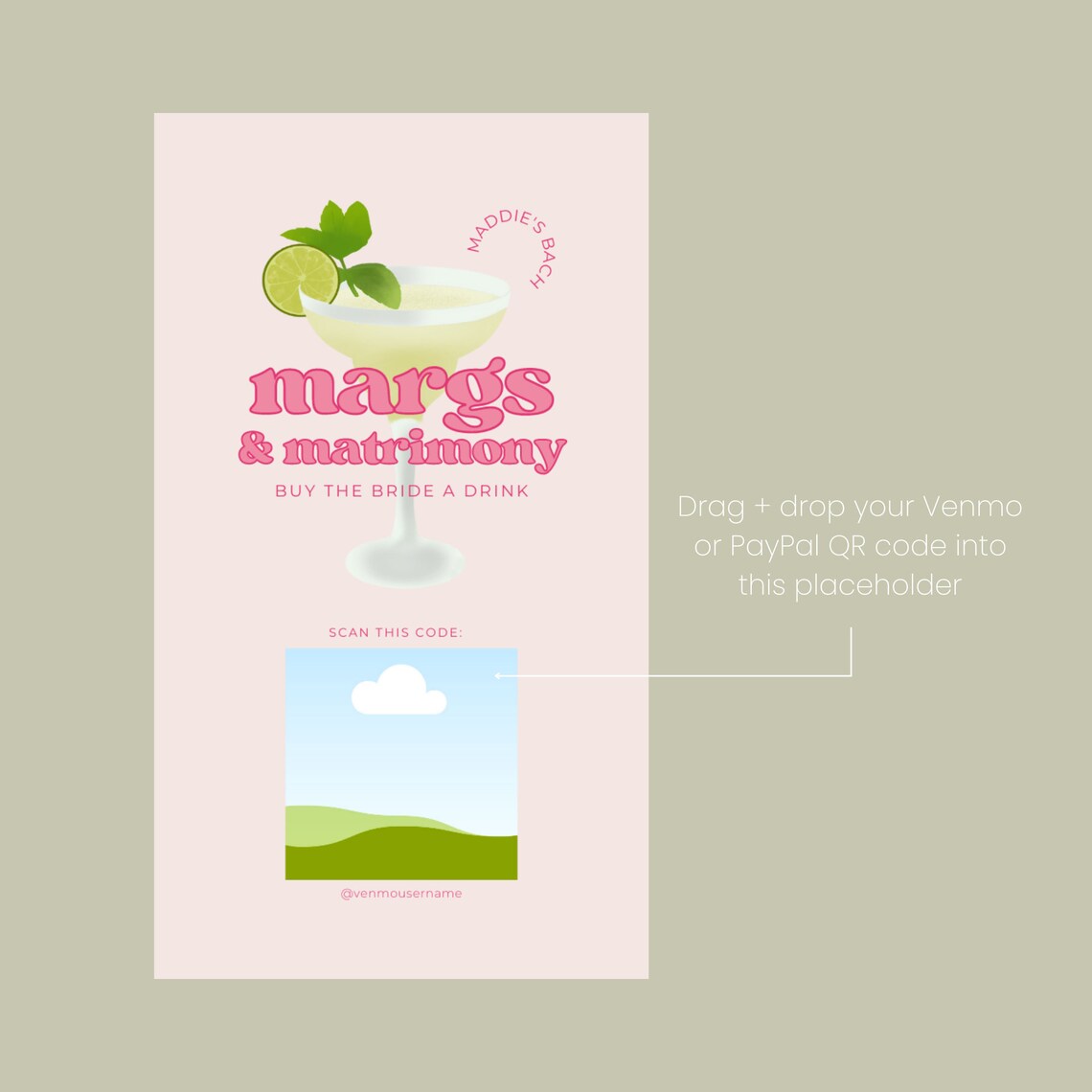 Buy the Bride a Drink Venmo Card Template Margs and Matrimony ...