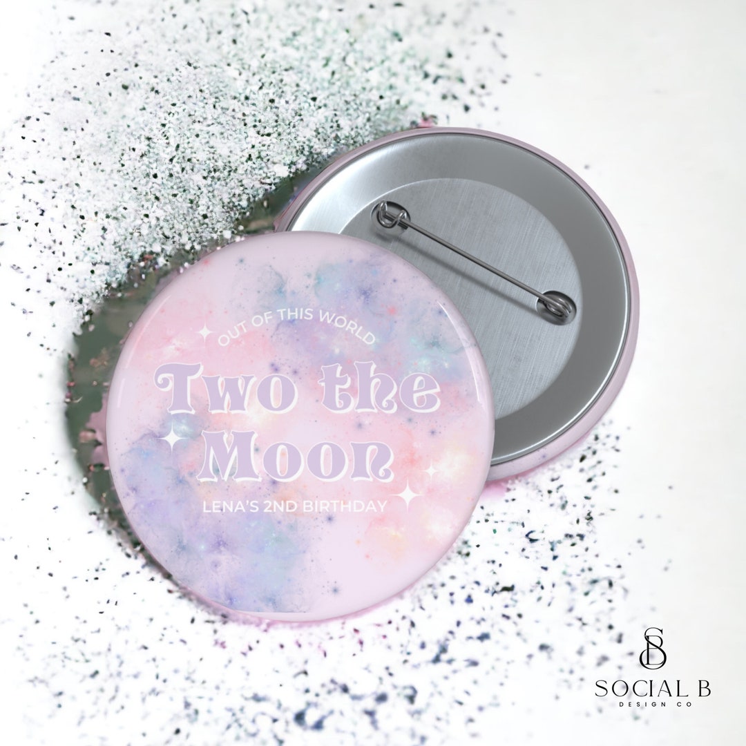 Two the Moon Birthday Party Buttons Space Birthday Decorations 2nd ...