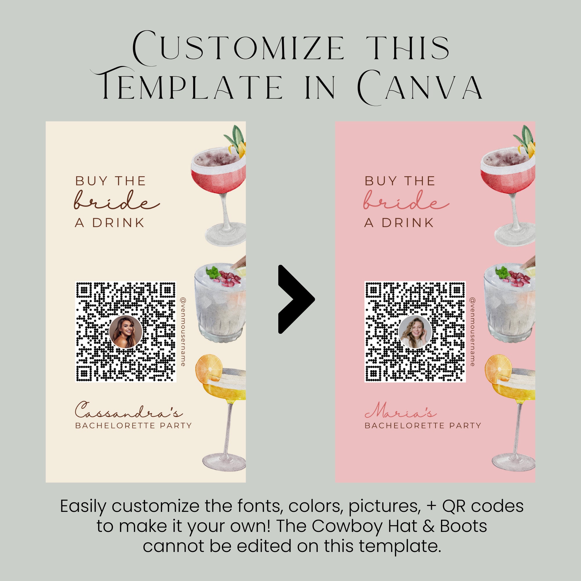 Buy the Bride a Drink Template | Retro Bachelorette Party Venmo Card ...