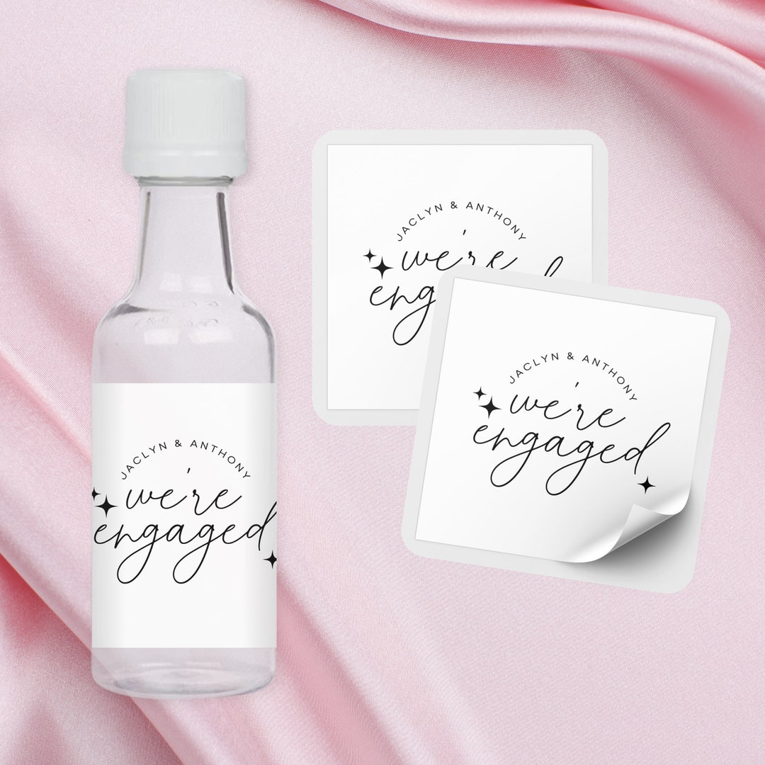 We're Engaged Shooter Labels | Engagement Party Favors | Alcohol ...