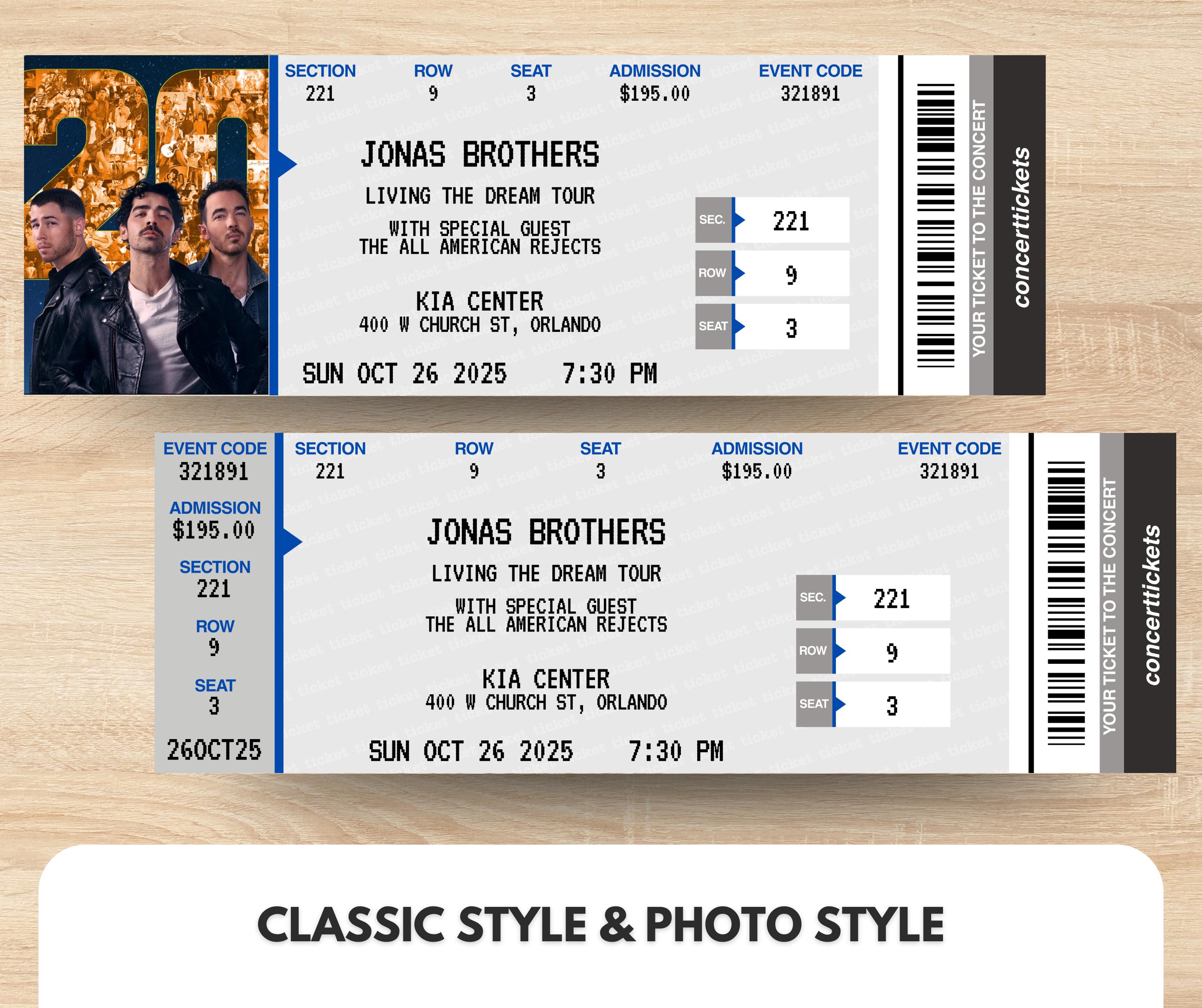 Custom Concert Tickets With Photo, Personalized Concert Tickets ...