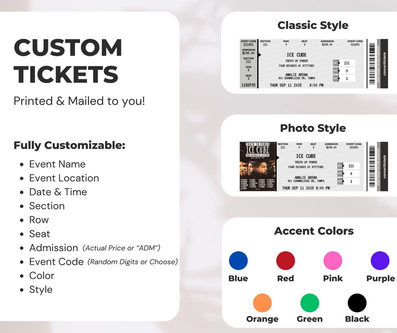 Ice Cube Concert Tickets With Photo, Personalized Ice Cube Concert ...