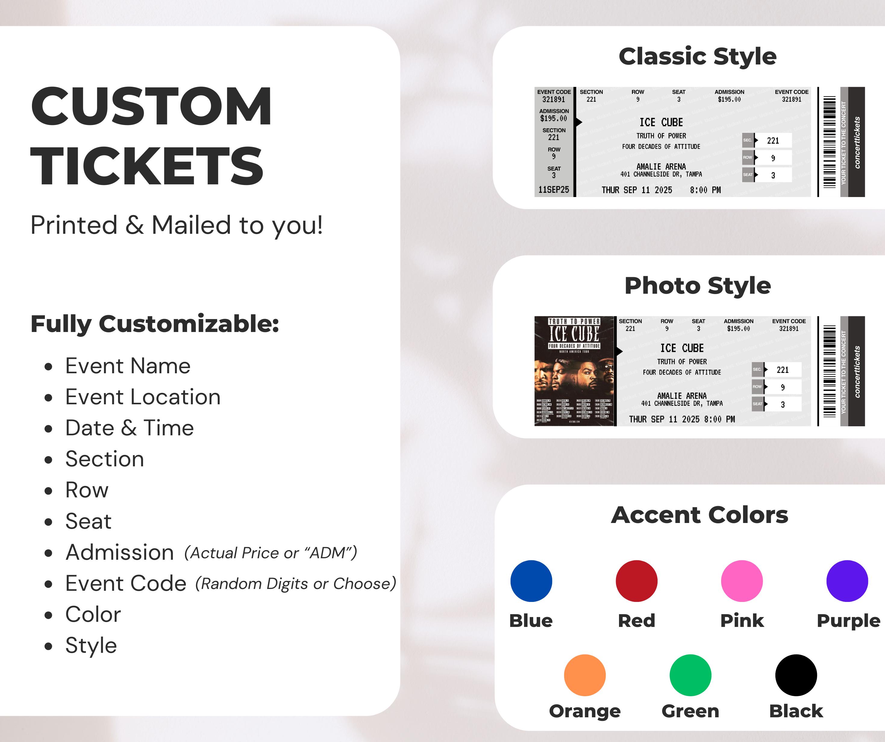 Ice Cube Concert Tickets With Photo, Personalized Ice Cube Concert ...