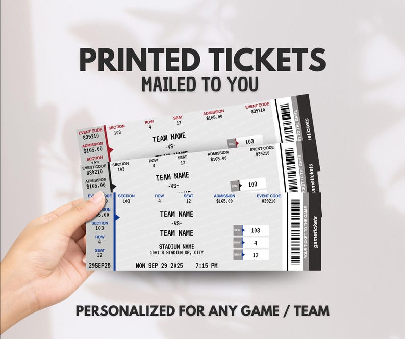 Personalized Game Tickets, Custom Sports Game Tickets, Printed Physical ...