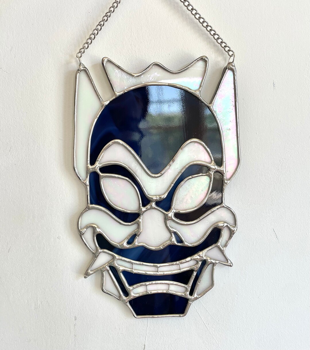 Zukos Blue Spirit Mask Stained Glass One of a Kind Suncatcher - Etsy