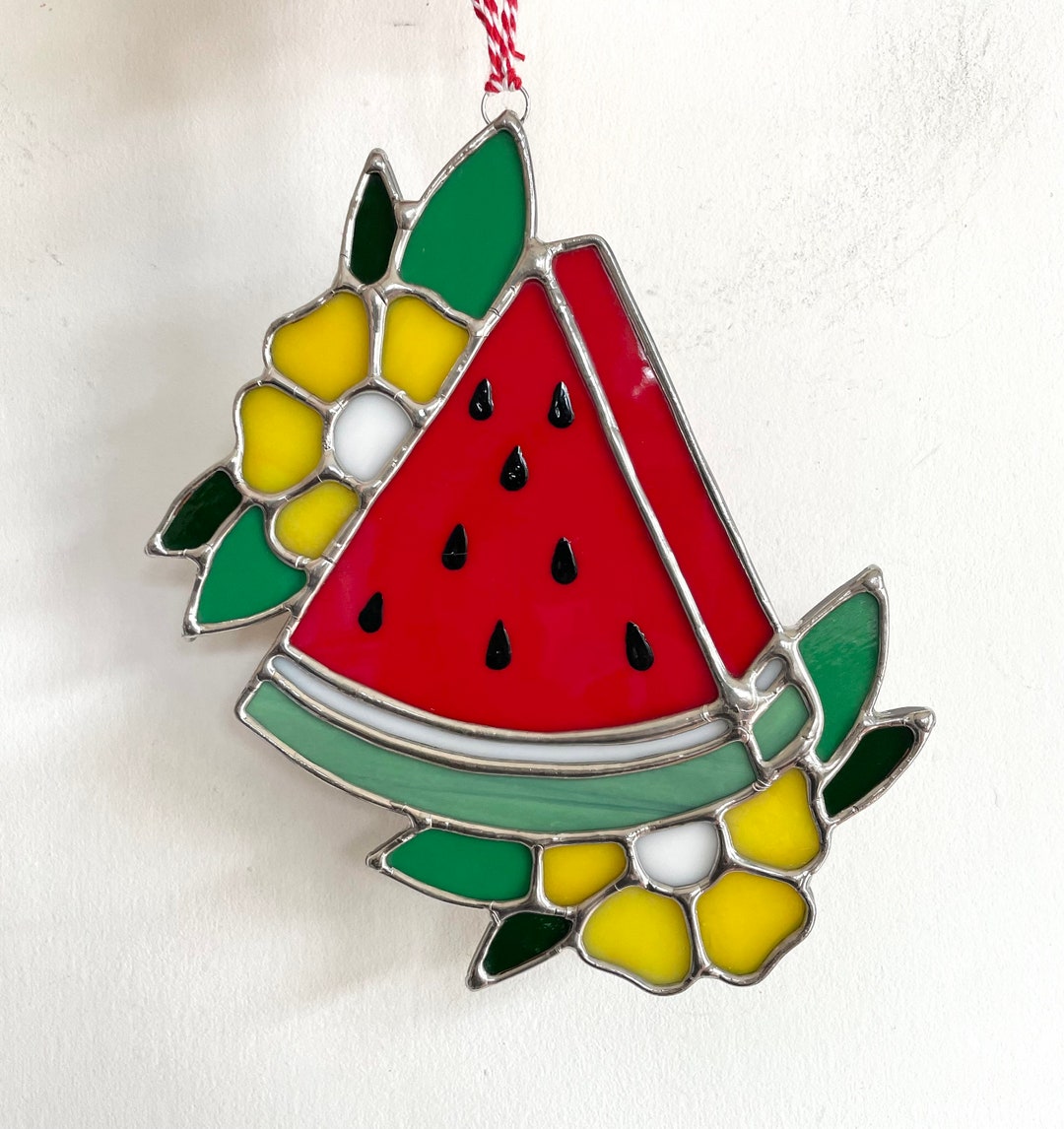 Stained Glass Watermelon Traditional Style Wall Hanging Sun Catcher ...