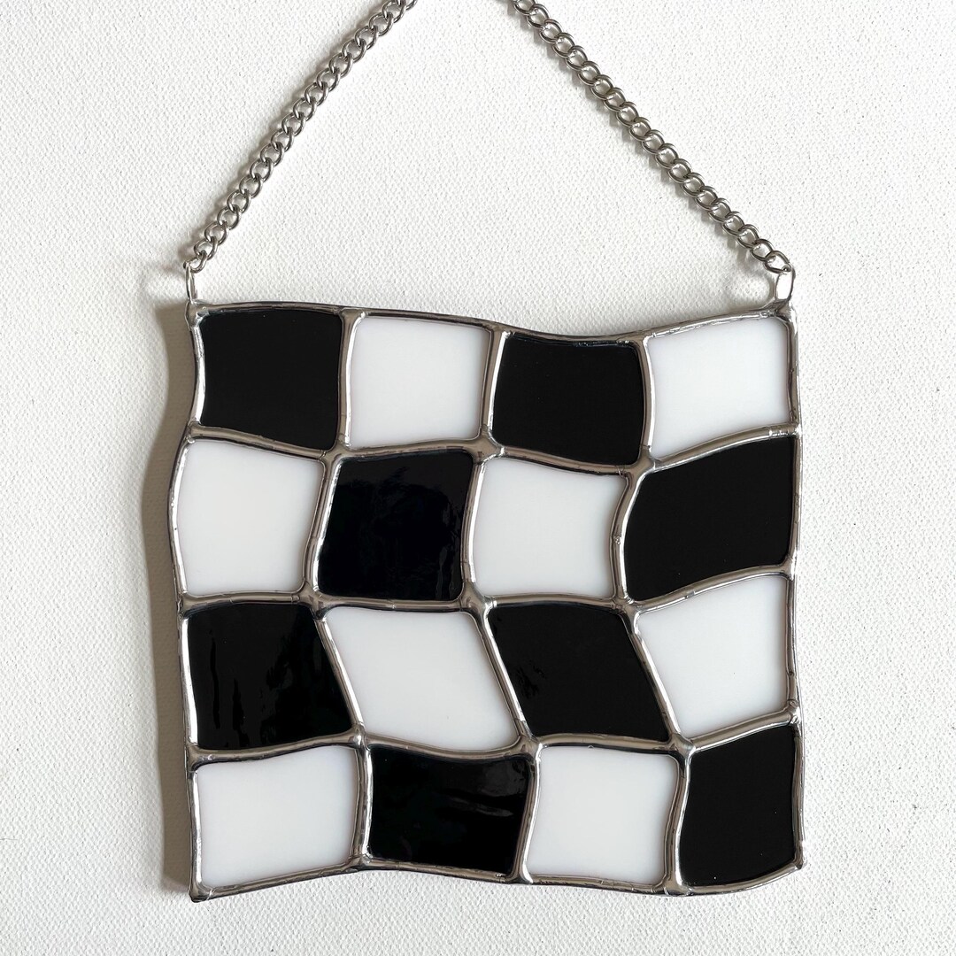 Stained Glass Checker Board Flag Trippy One of a Kind Wall Hanging - Etsy