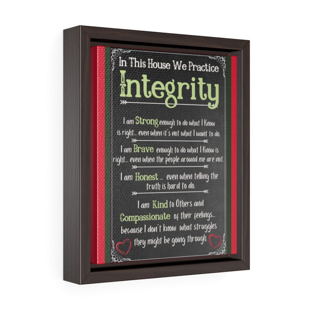 Motivational Saying Wall Art, Integrity Canvas, Inspirational Home ...