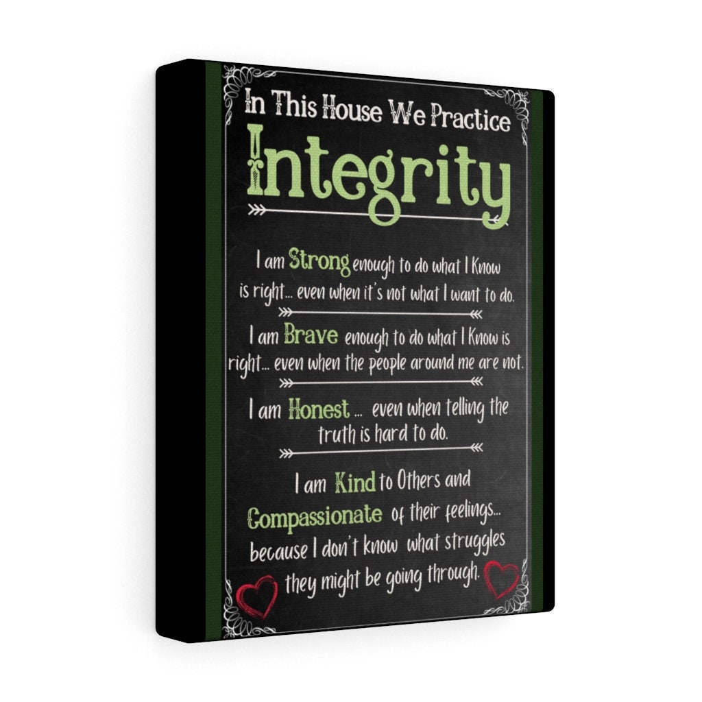 Motivational Saying Wall Art, Integrity Canvas, Inspirational Home ...