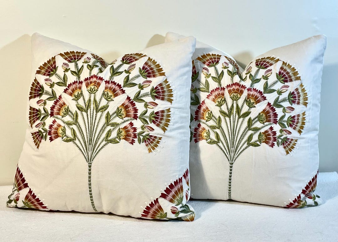 Sanderson Wild Tulip Amber “cream” Feather/down Pillows-a Pair, High ...