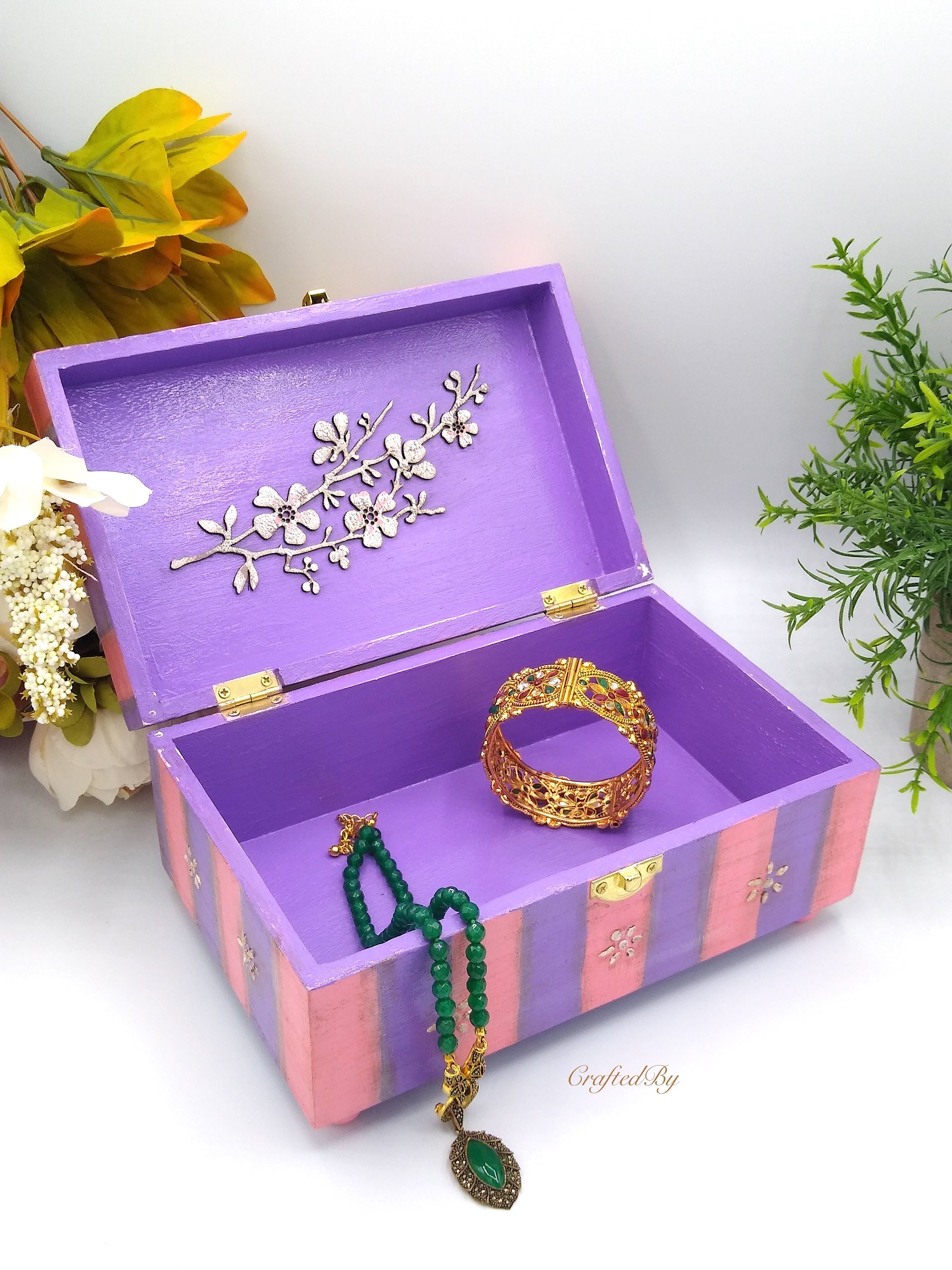 Pink and Purple Parfum Decorative Box | Decorative Decoupage Keepsake ...