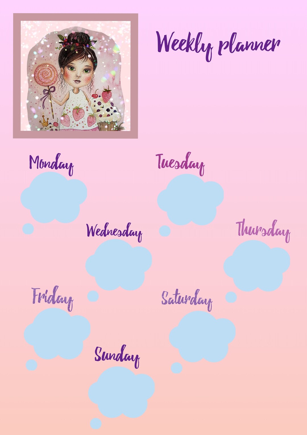 Weekly Planner to Do List Printable Sweet Weekly Planner - Etsy