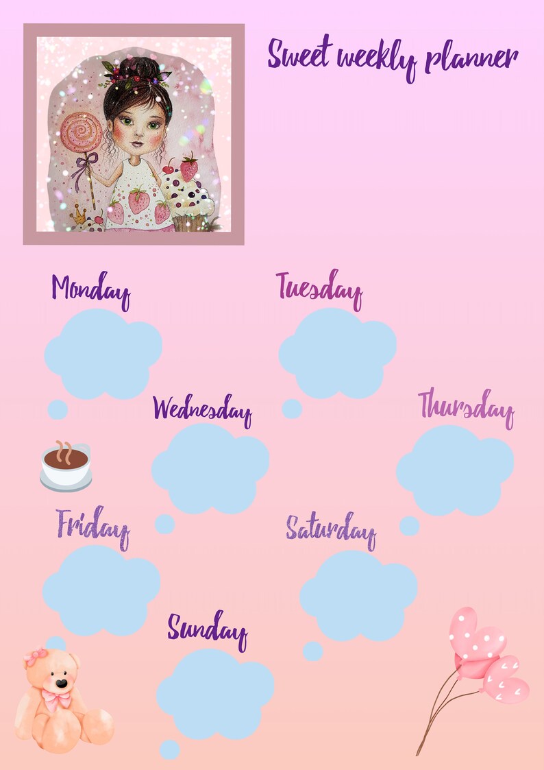 Weekly Planner to Do List Printable Sweet Weekly Planner - Etsy