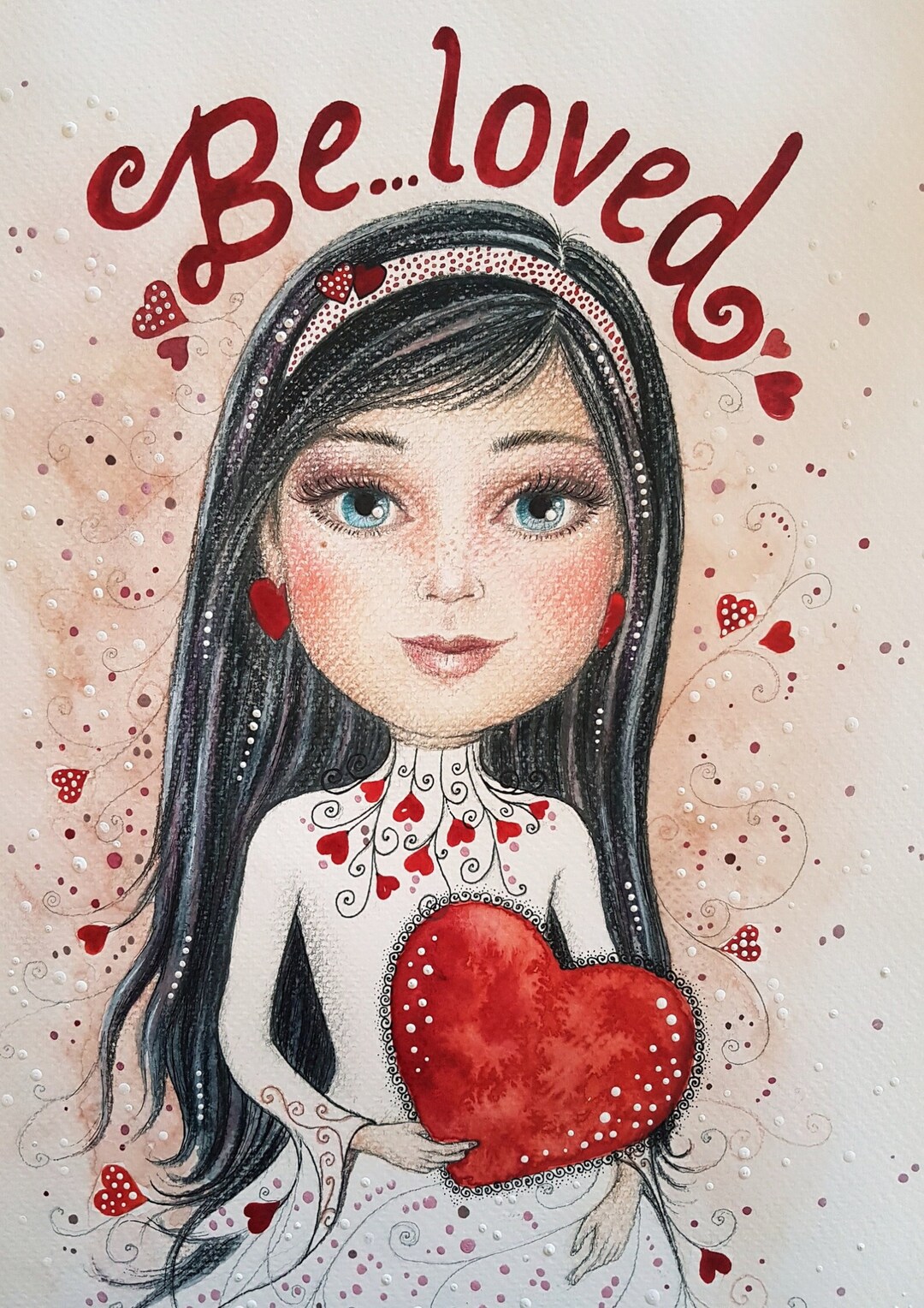 Cute Girl Art Print Original Illustration By Vesnaart Cute Etsy