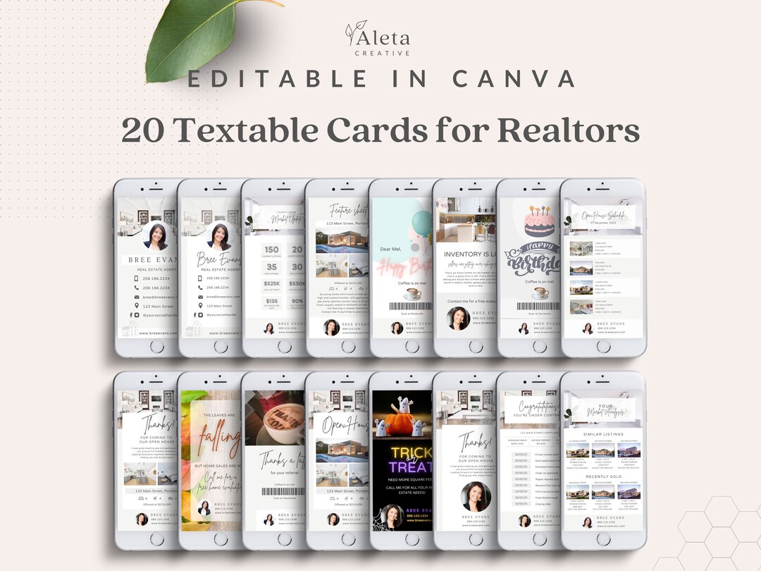 Real Estate Digital Business Card Bundle | Textable Real Estate Cards ...