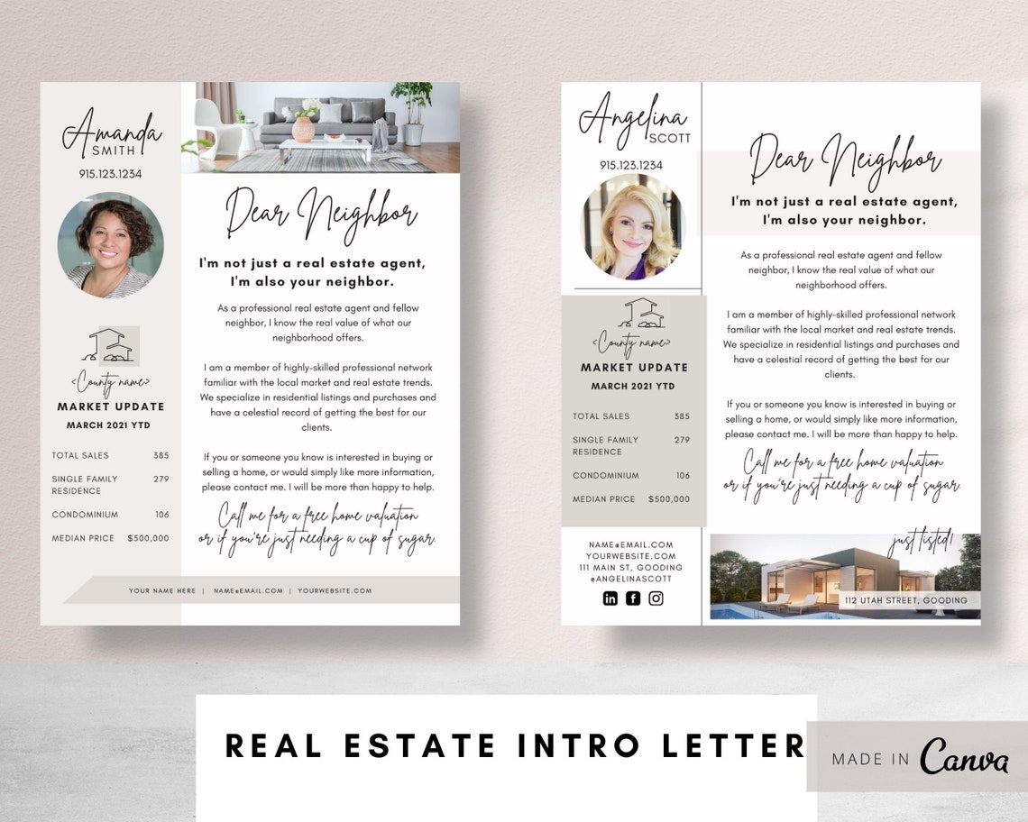 Real Estate Intro Letter Bundle, Realtor Intro Letter, Dear Neighbor ...