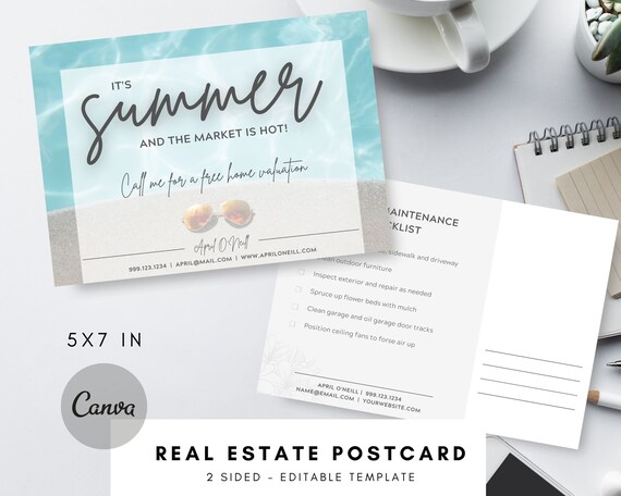 Real Estate Summer Postcard Realtor Hello Summer Card - Etsy