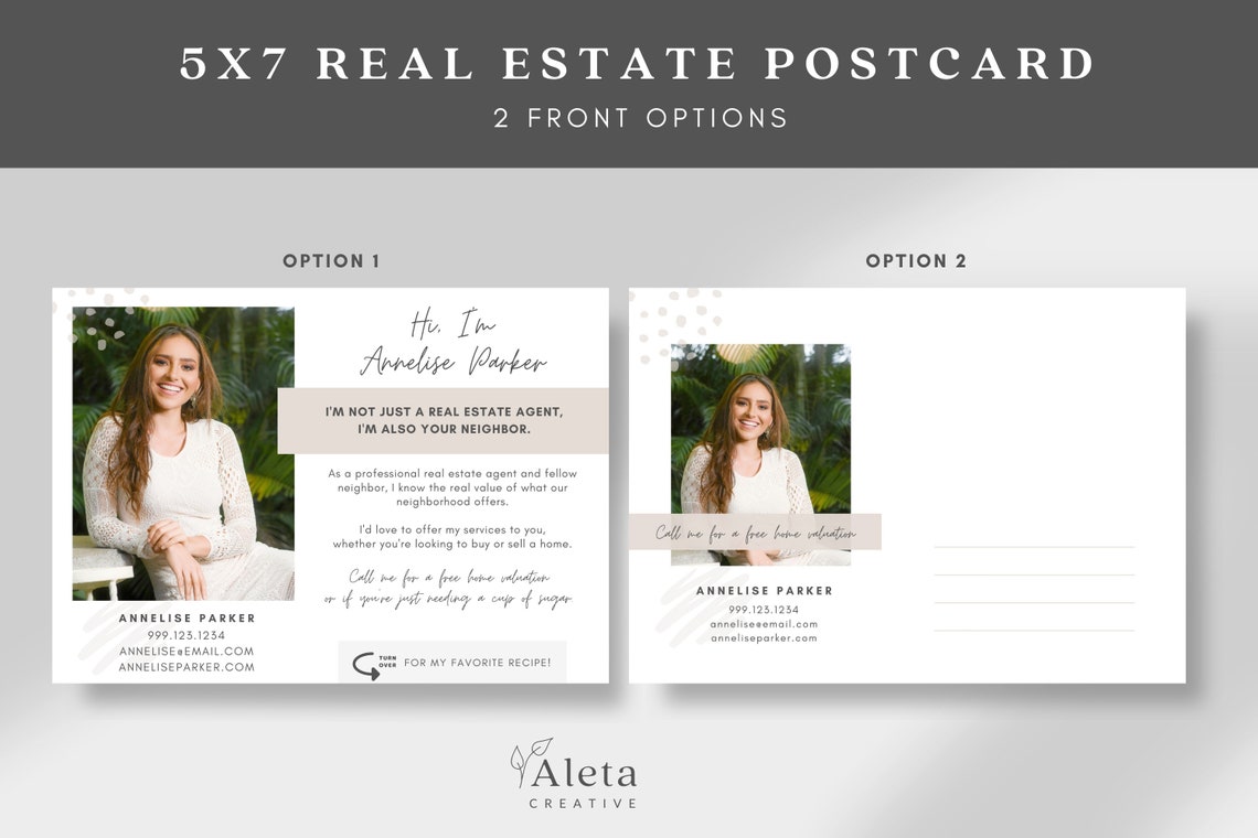 Editable Real Estate Intro With Recipe Card, Realtor Neighbor Card ...