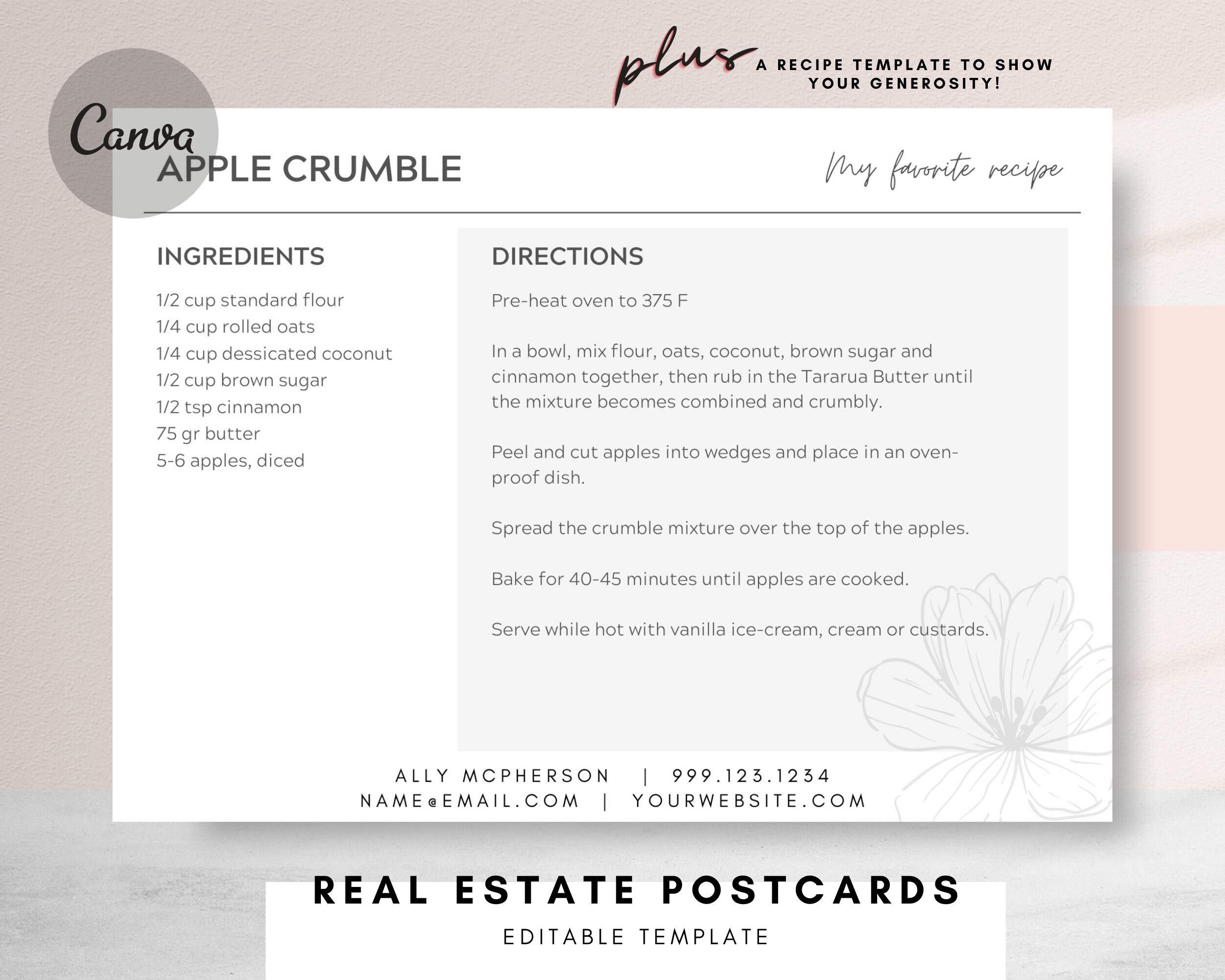 Editable Real Estate Intro With Recipe Card, Realtor Neighbor Card ...