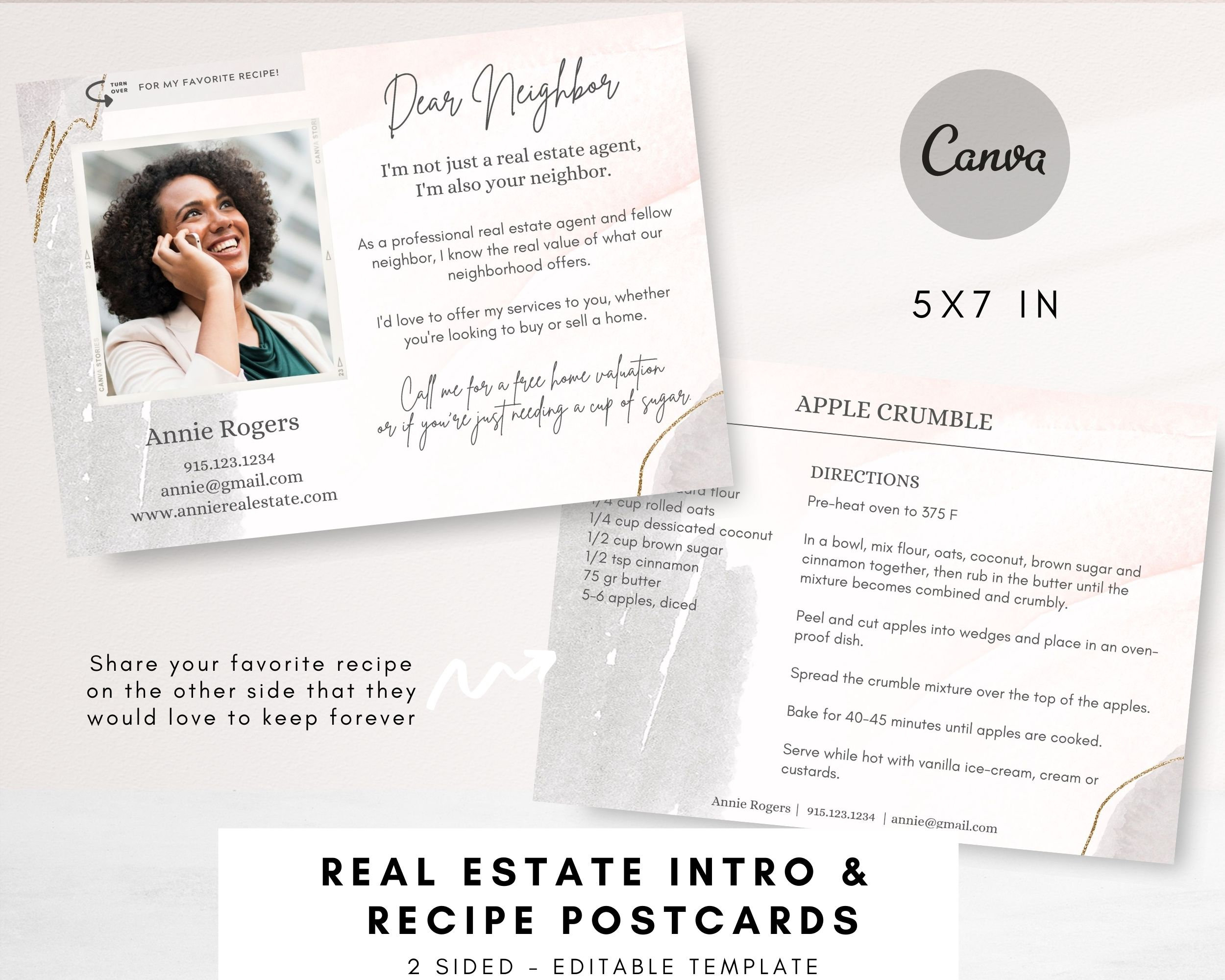Editable Real Estate Intro With Recipe Card, Realtor Neighbor Card ...