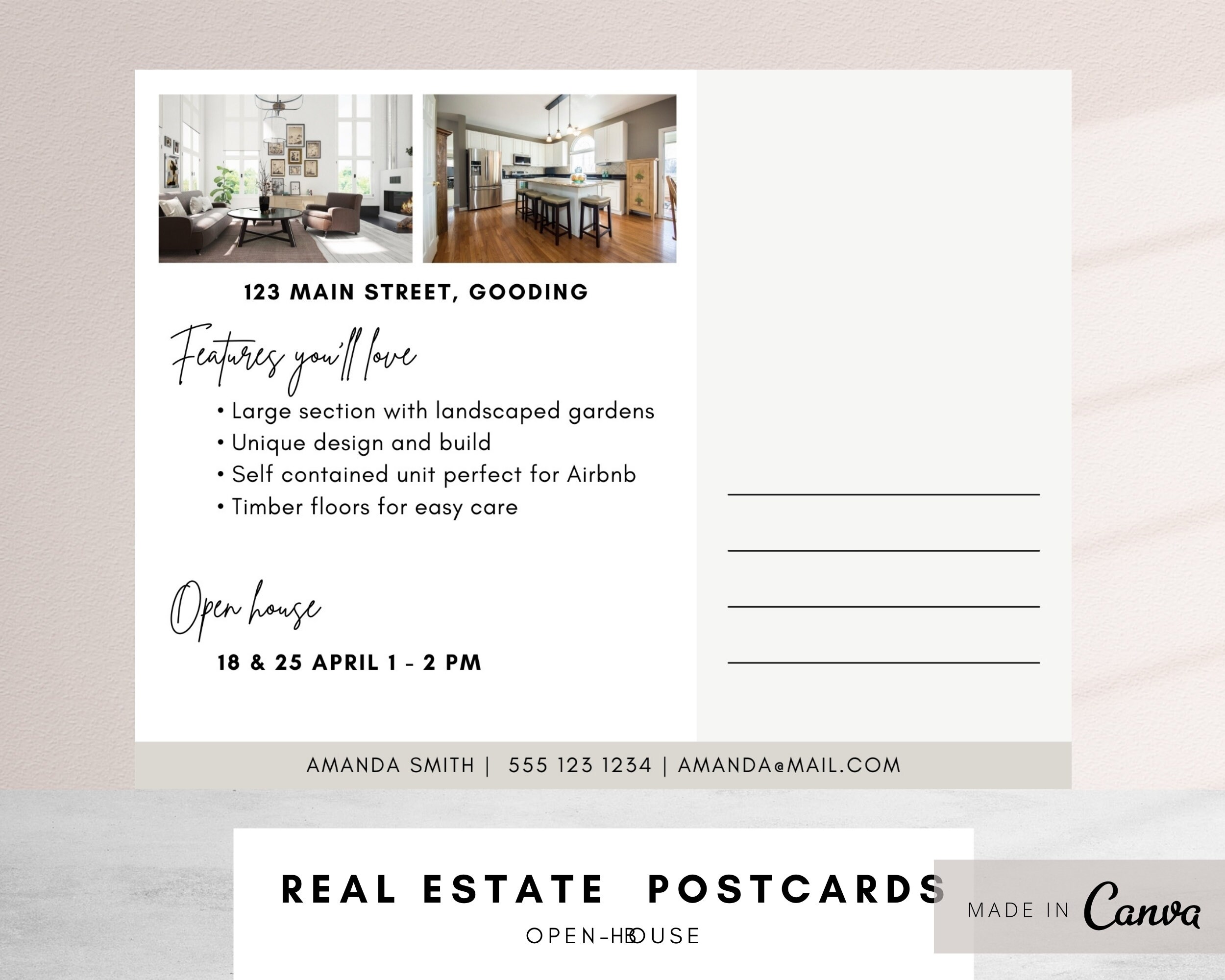 Editable Real Estate Postcard, Just Listed Postcard, Open House ...