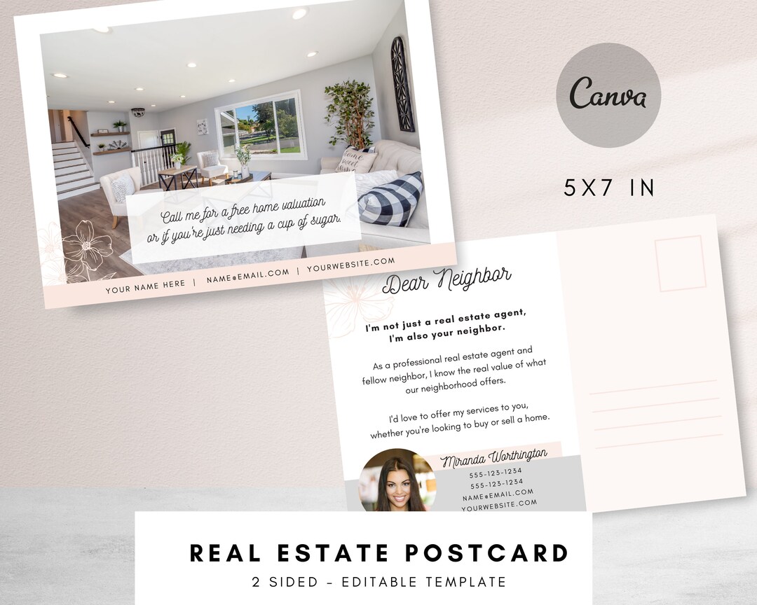 Editable Real Estate Postcards, Realtor Neighbor Postcard, Real Estate ...