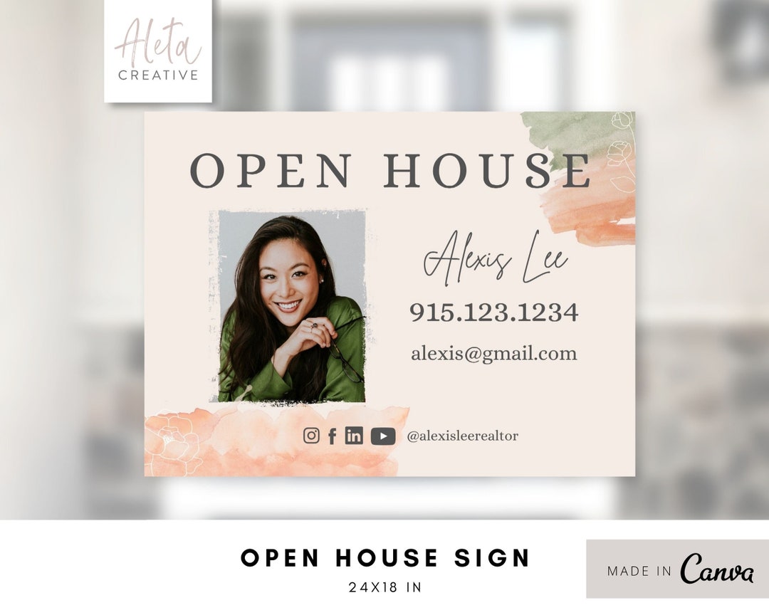 Open House Sign Template, Editable Open House Sign, Real Estate ...