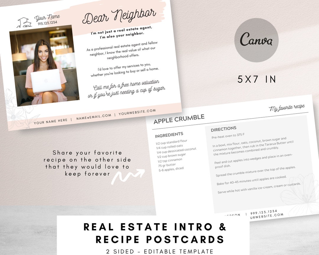 Editable Realtor Intro With Recipe Card, Real Estate Marketing Template ...