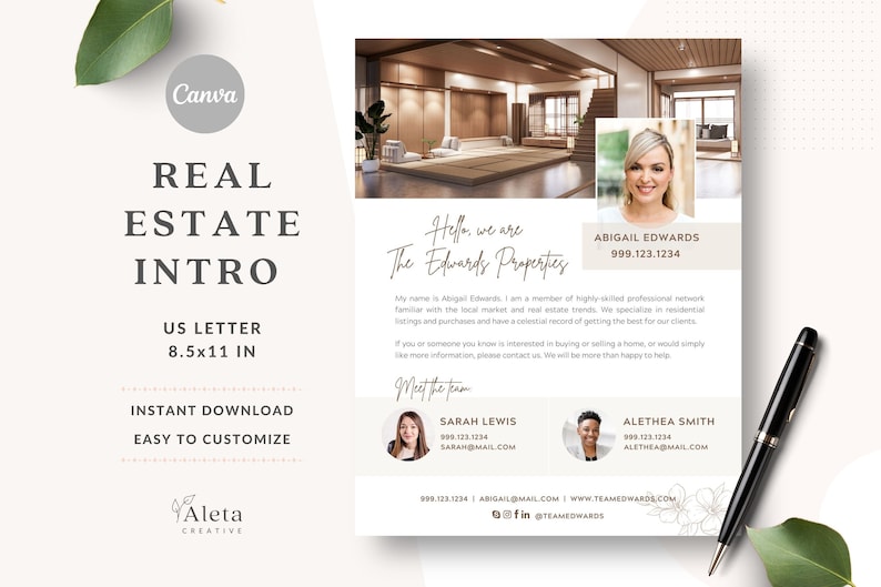 Realtor Introduction, Real Estate Team Intro Flyer, Real Estate Agent ...