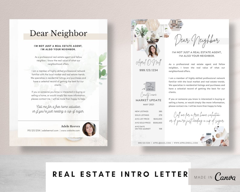 Real Estate Intro Letter Bundle, Realtor Intro Letter, Dear Neighbor ...