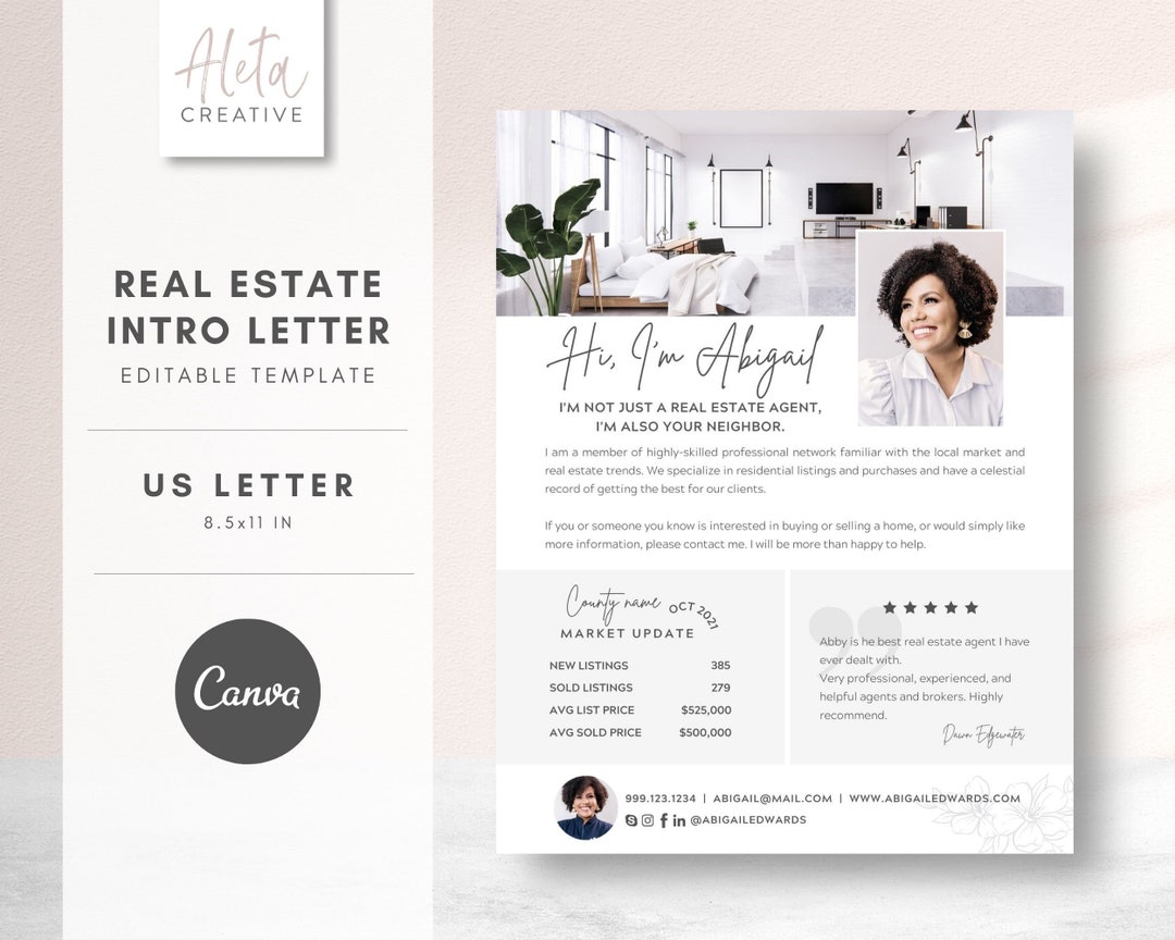 Realtor Introduction Real Estate Agent Letter Real Estate Marketing