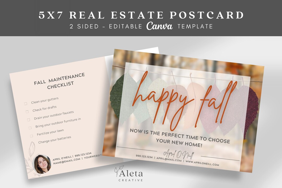 Fall Real Estate Postcard, Realtor Fall Postcard, Realtor Fall ...