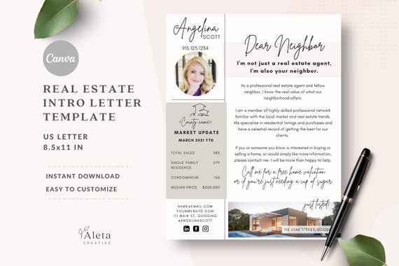 Realtor Introduction Real Estate Agent Letter Real Estate | Etsy