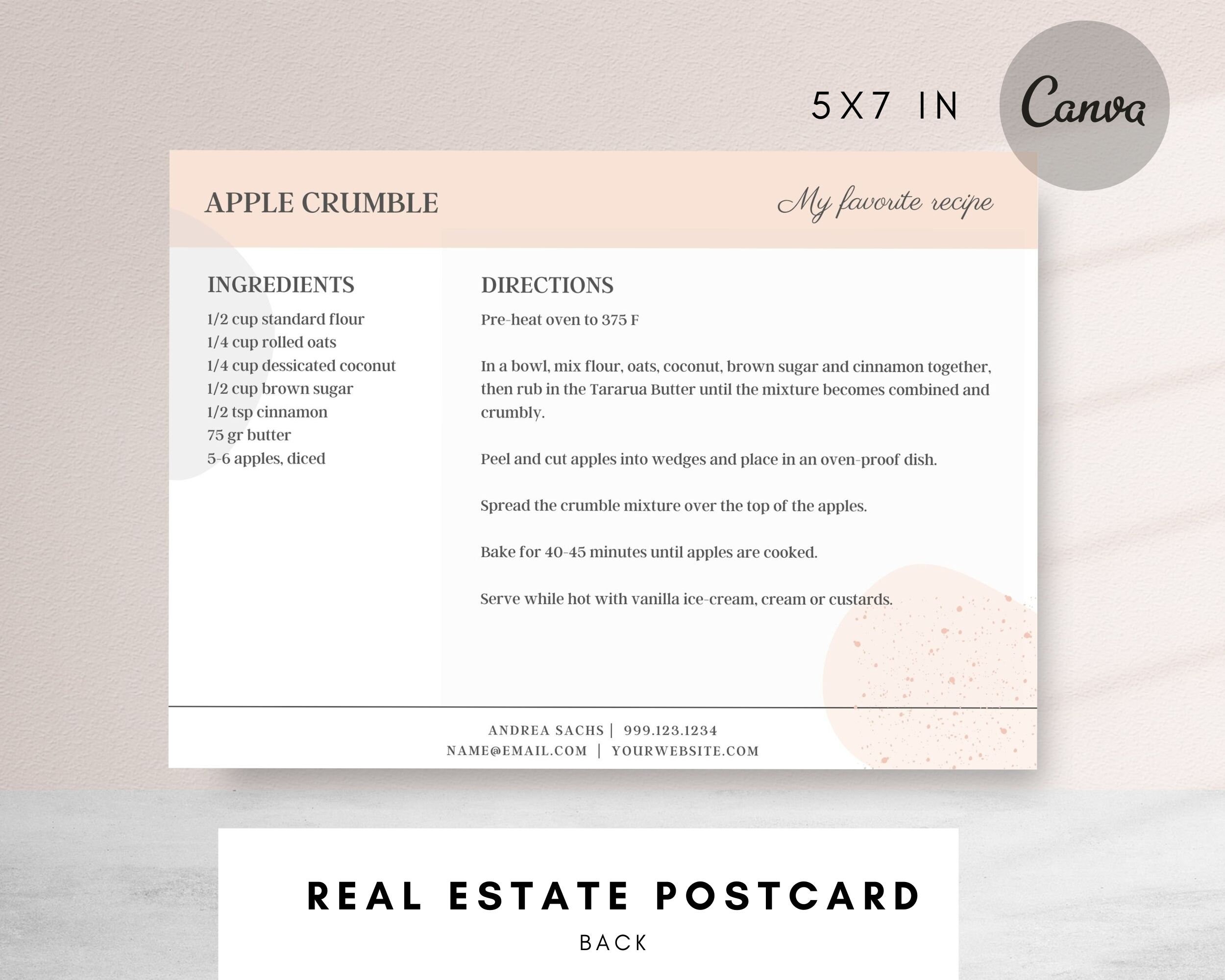 Editable Real Estate Intro With Recipe Card, Realtor Neighbor Card ...